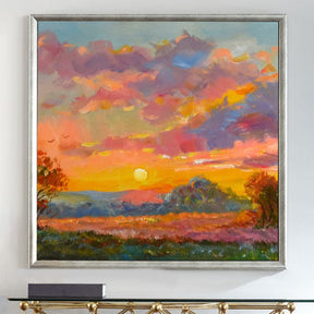 Breathtaking Golden Sunset Landscape Painting – EKM Art Studio