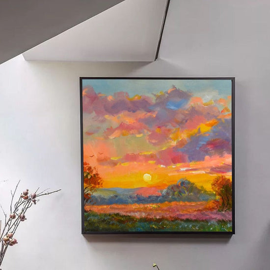 Breathtaking Golden Sunset Landscape Painting – EKM Art Studio