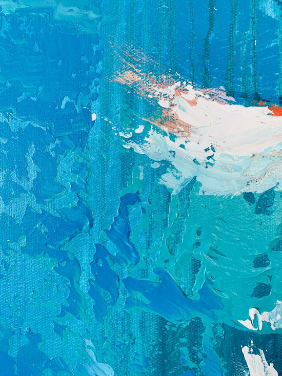 Large Original Oil Impressionism Golden Fish Painting – EKM Art Studio