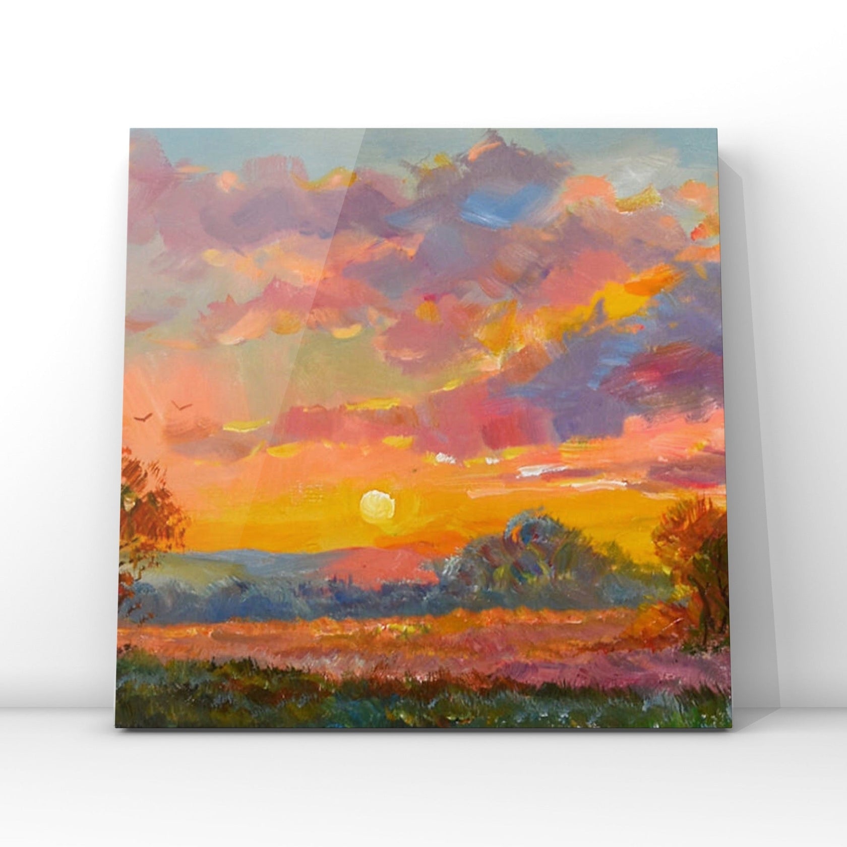 Breathtaking Golden Sunset Landscape Painting – EKM Art Studio