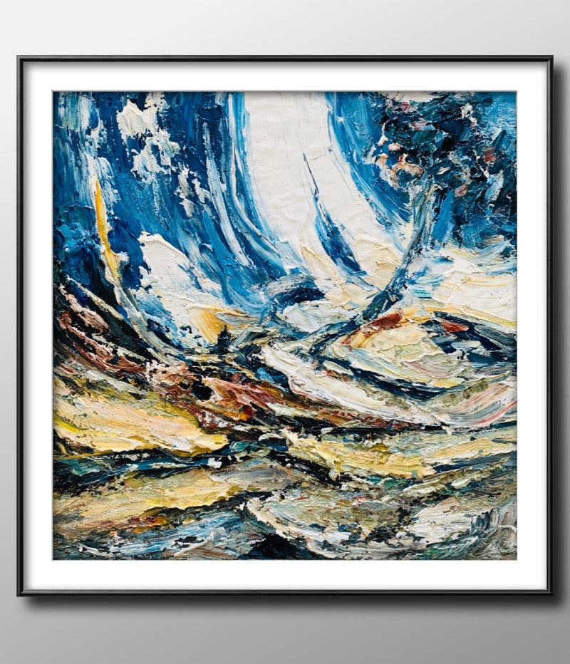 Dynamic Collision Impasto Abstract Painting – EKM Art Studio